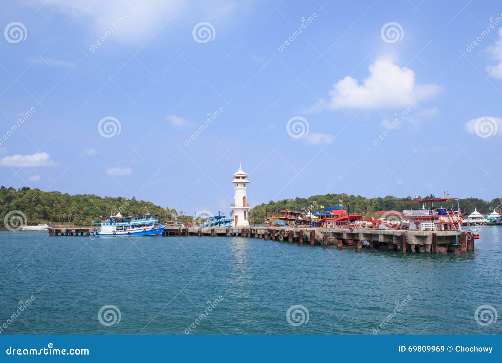 Passenger Ship with Lighthouse in the Sea Stock Image - Image of light ...