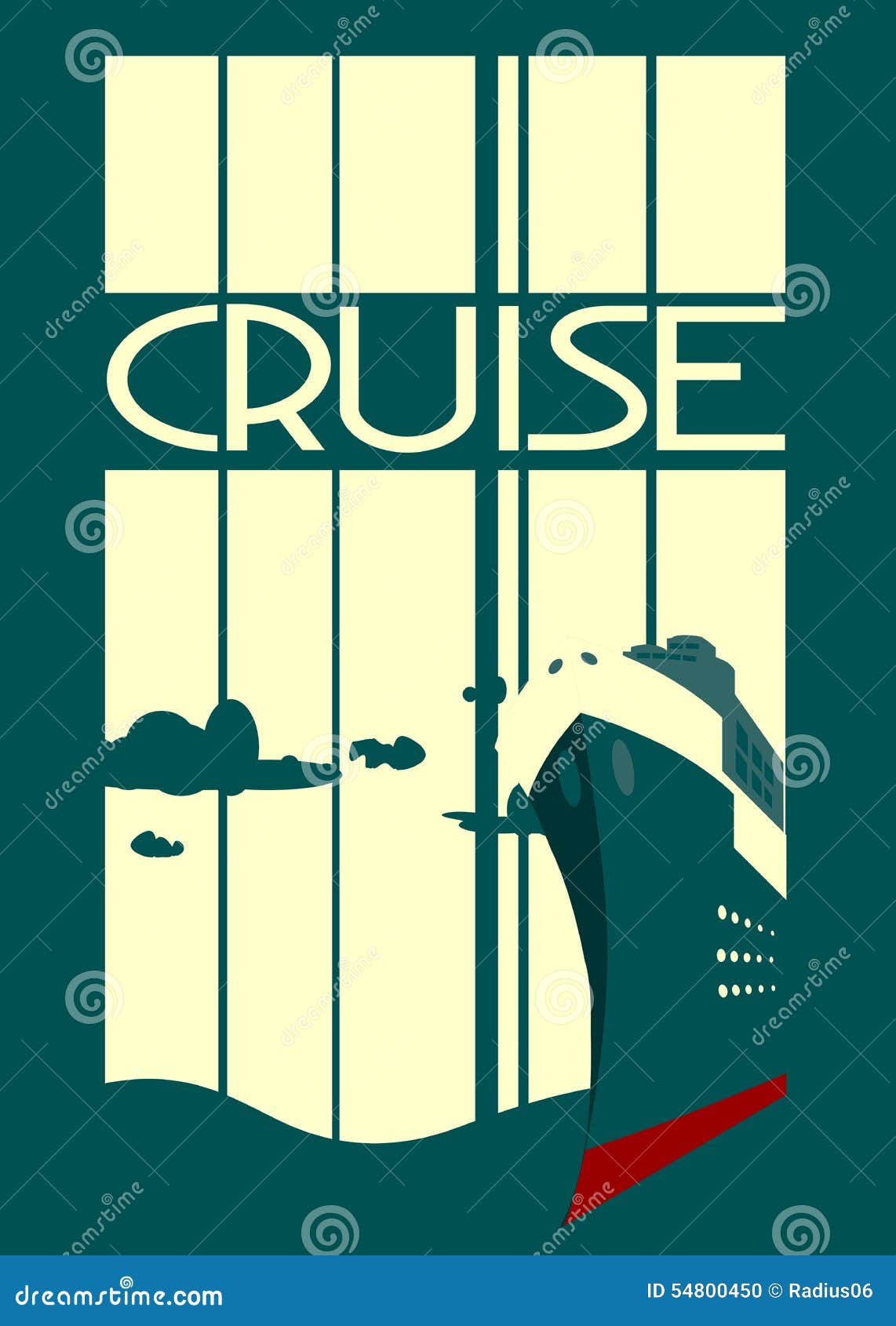 Passenger Ship on Striped Backdrop Stock Vector - Illustration of ...