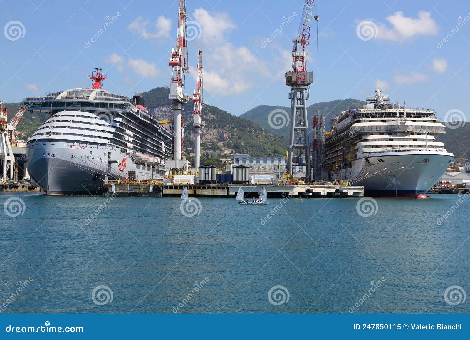 Passenger Ships Under Construction within the Shipyards of Genoa Sestri ...