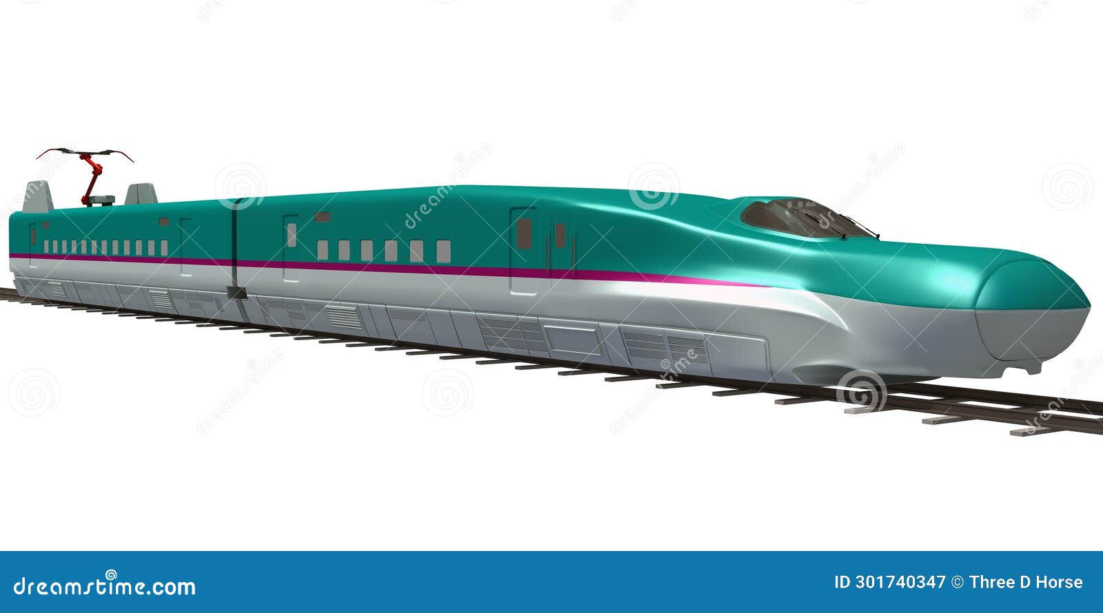 Passenger Speed Train 3D Rendering on White Background Stock ...