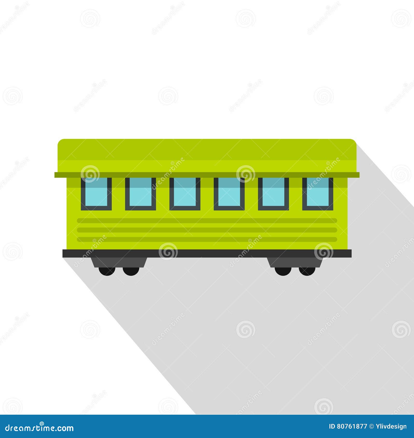Passenger Train Car Icon, Flat Style Stock Vector - Illustration of ...