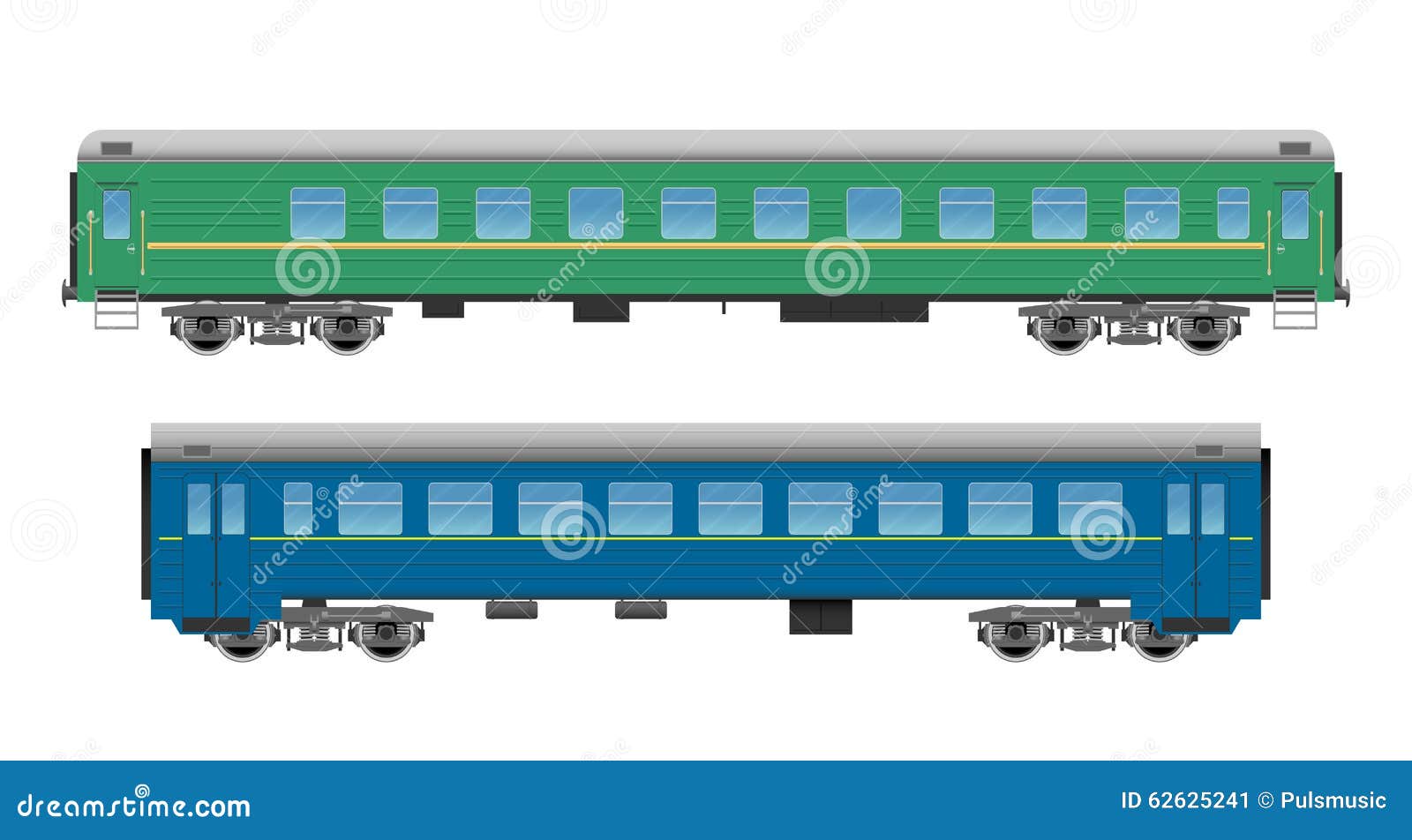 Passenger train cars set stock vector. Illustration of suburban - 62625241