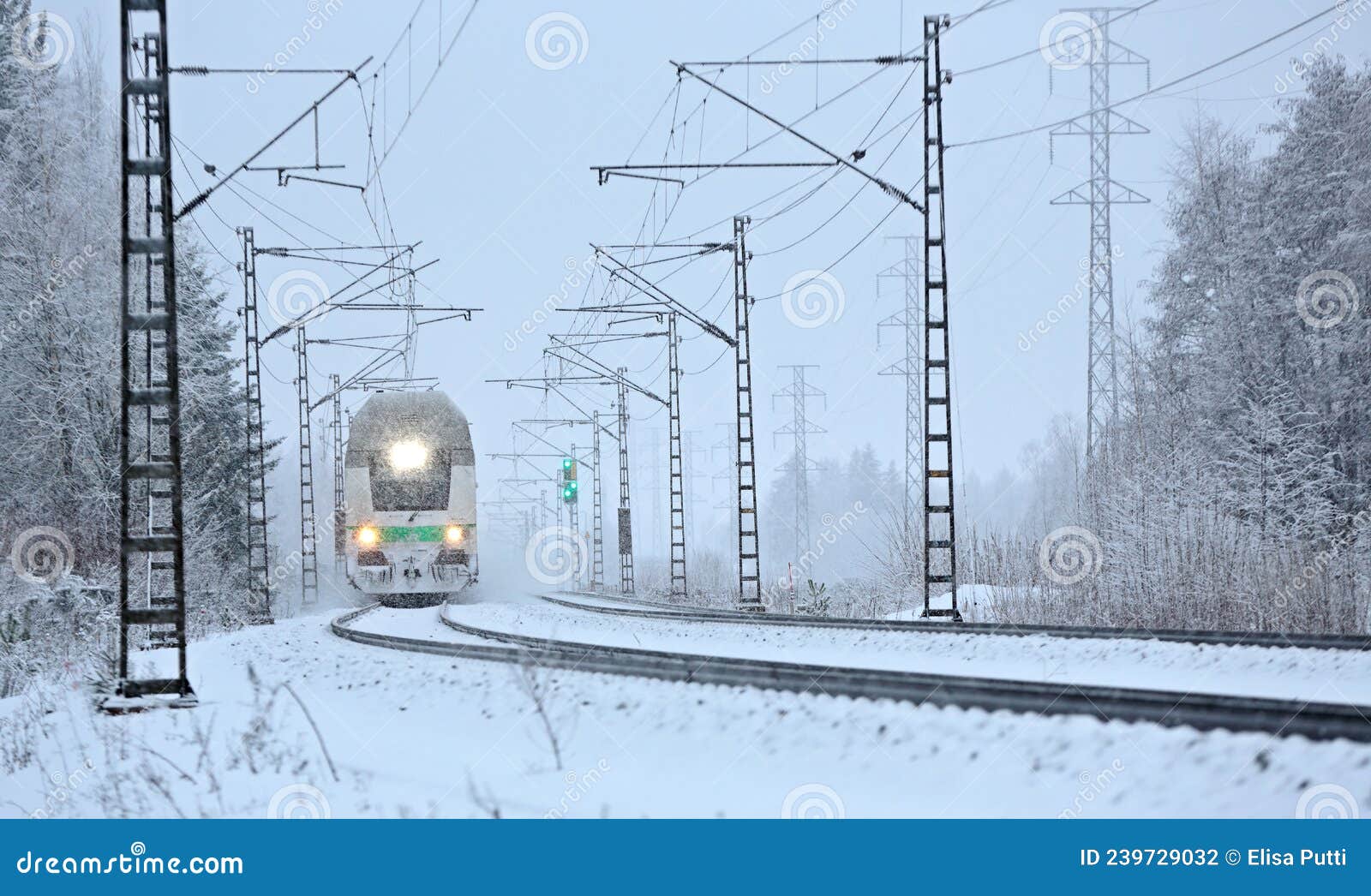 Passenger Train in Heavy Snowfall Editorial Photography - Image of ...