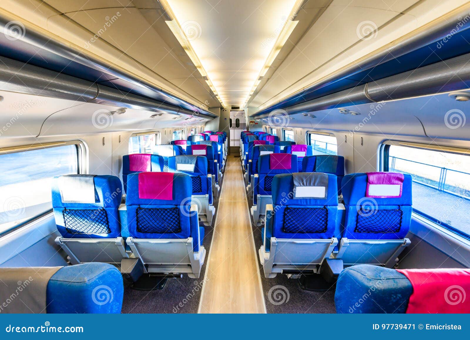 Passenger Train Interior Carriage Stock Image - Image of coach, inside ...