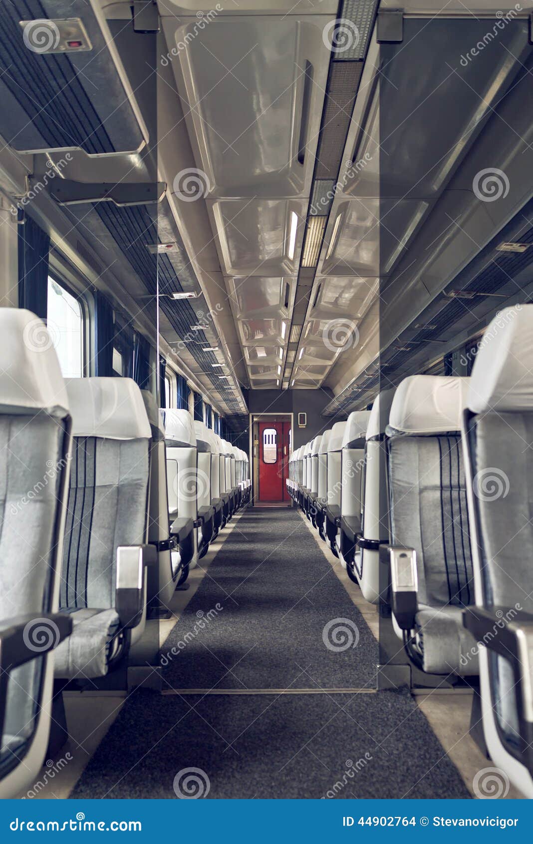 Passenger Train Interior with Empty Eats Stock Photo - Image of fast ...