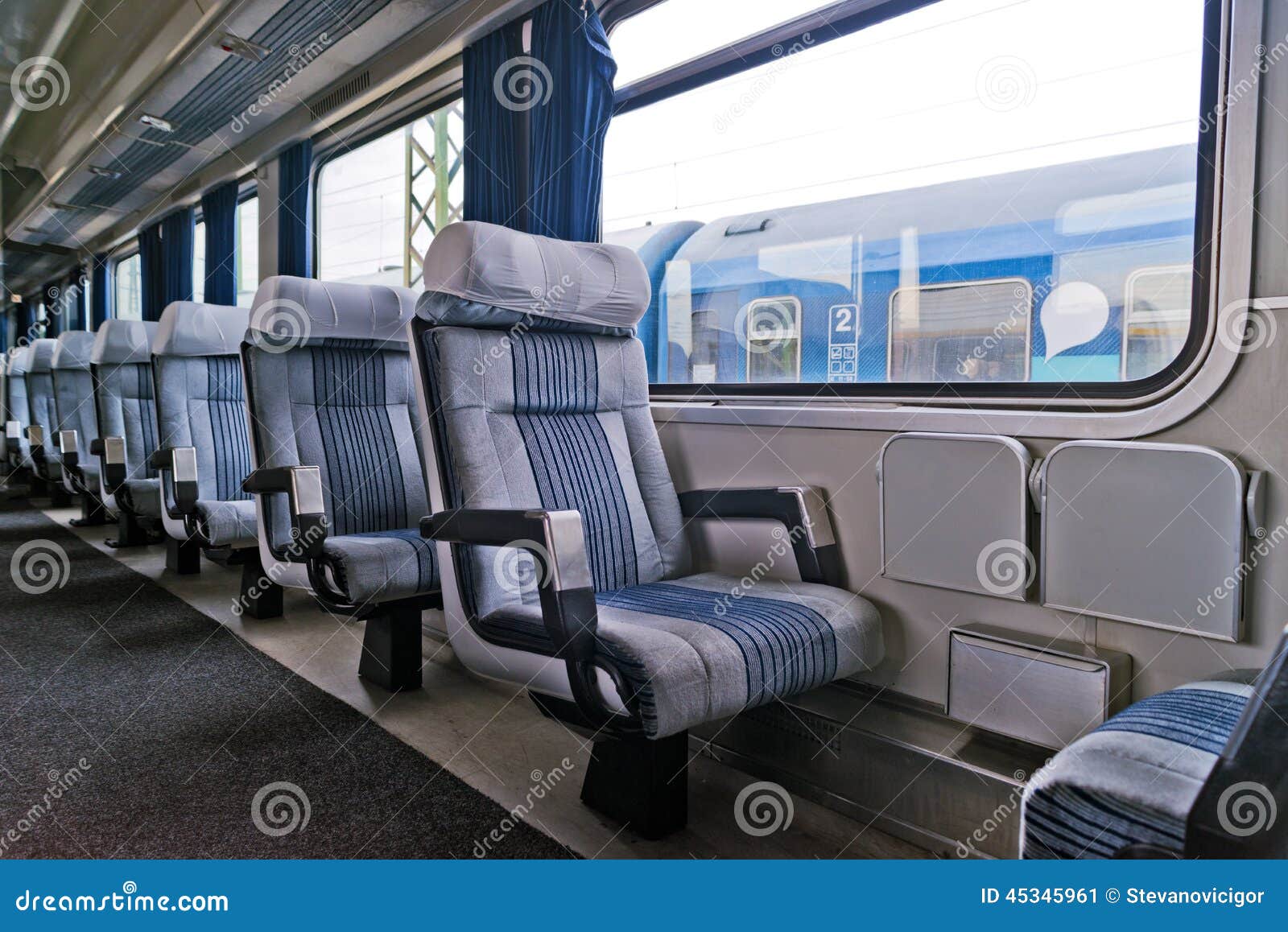 Passenger Train Interior with Empty Eats Stock Image - Image of voyage ...