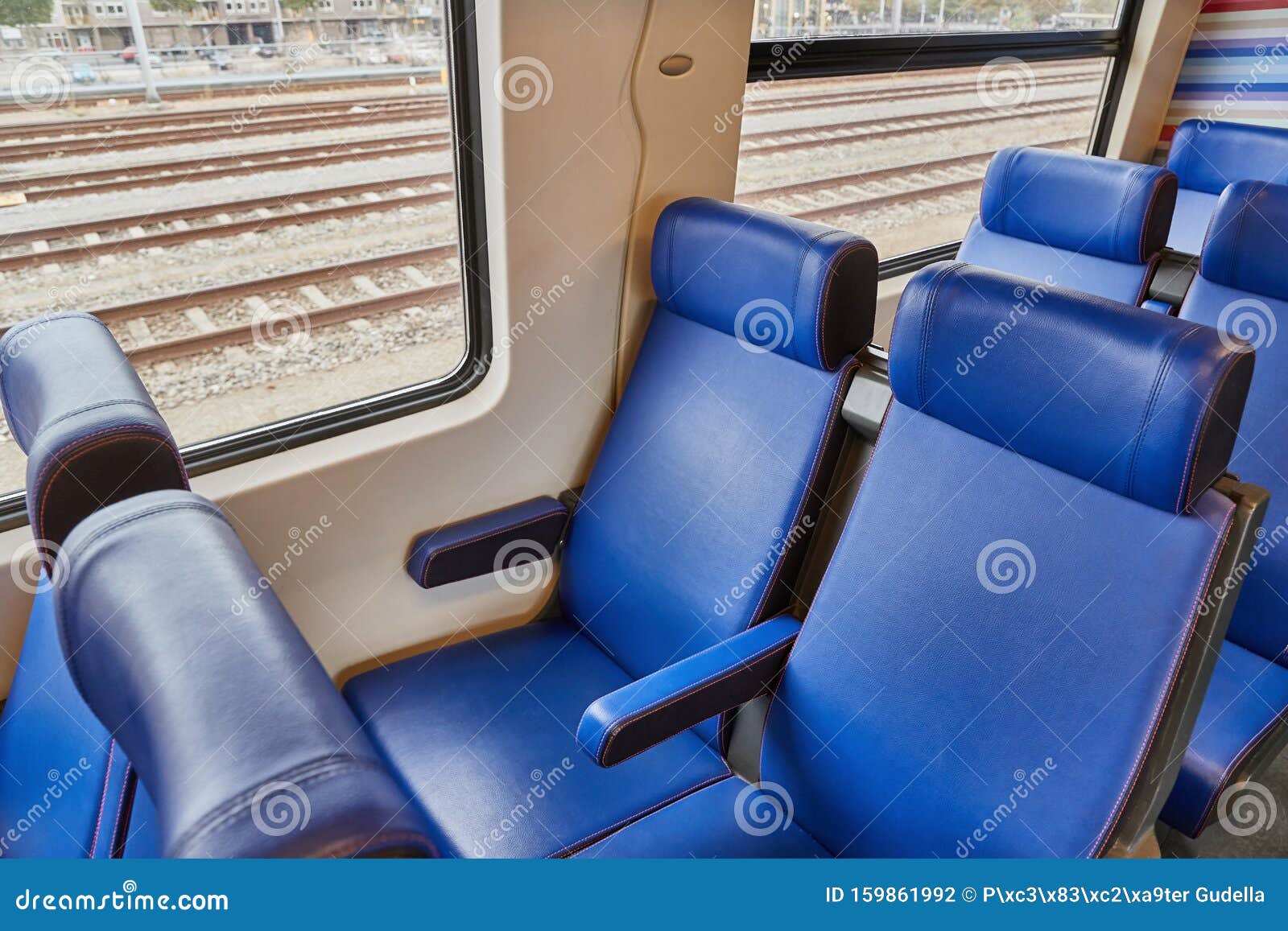 Passenger Train interior stock photo. Image of service - 159861992