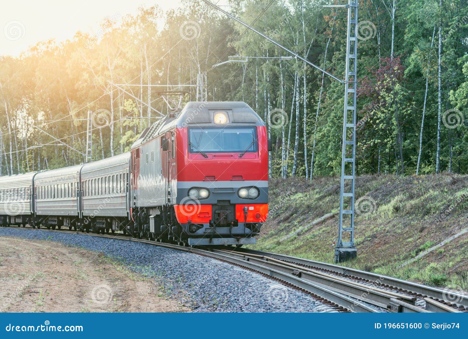 Train Moves By Rail, Delivery Of Goods By Freight Train. Train ...