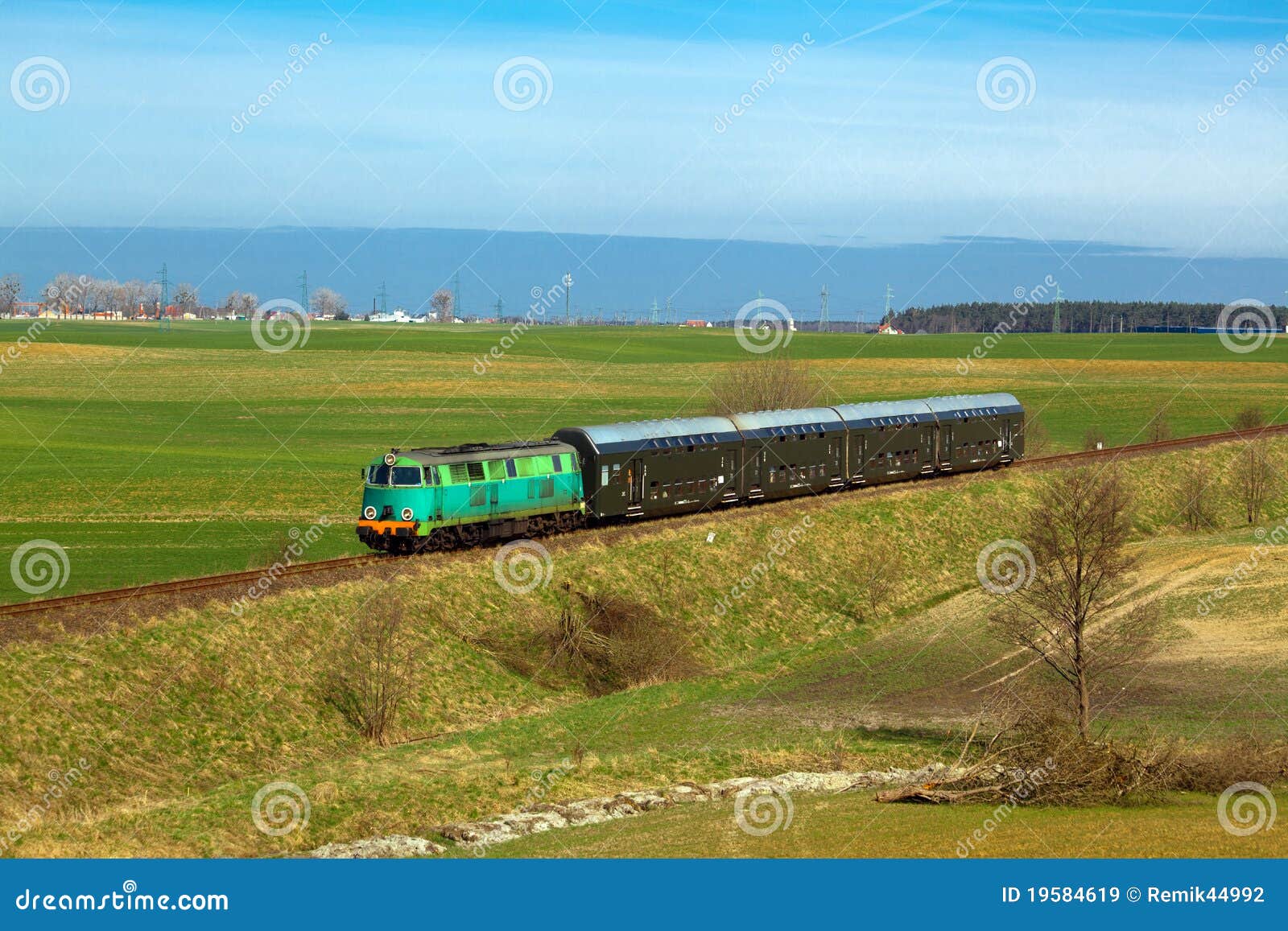 Passenger Train Passing through Countryside Stock Image - Image of ...
