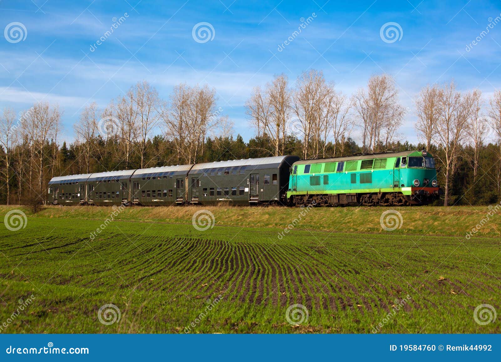 Passenger Train Passing through Countryside Stock Photo - Image of ...