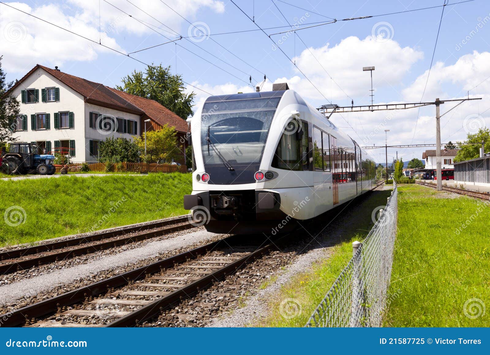 Passenger Train in a Rural Station Stock Image - Image of land, rural ...