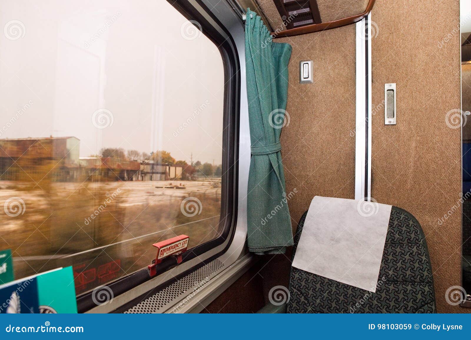 Passenger Train Seat and Blurred Window View Stock Image - Image of ...