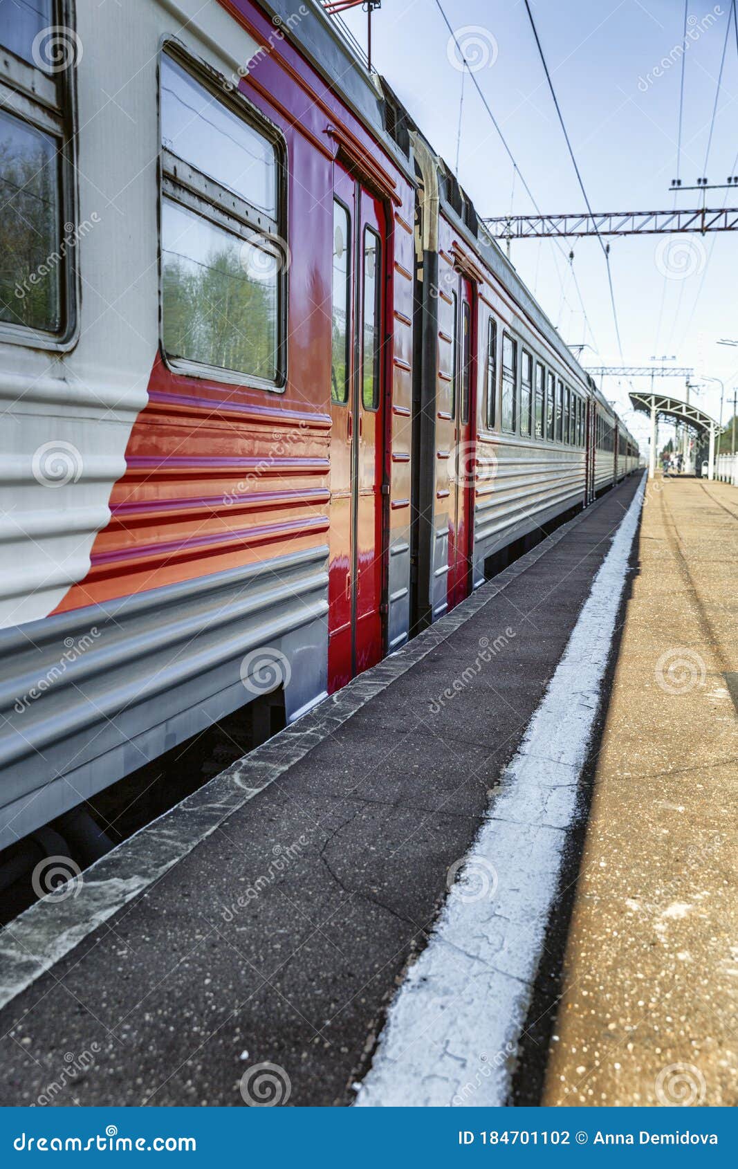 Passenger Train Standing on the Platform. Tourism and Travel. Side View ...