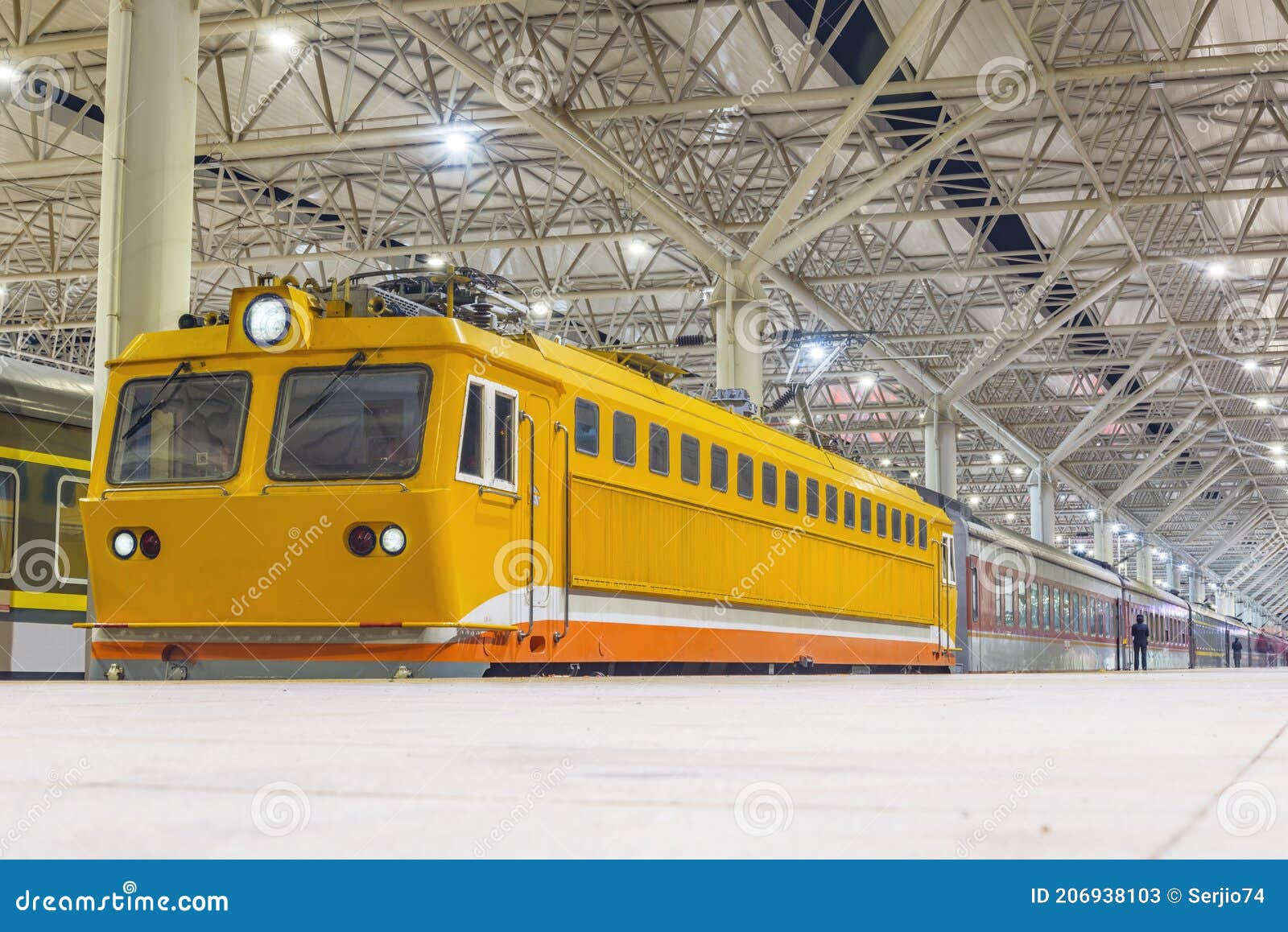 Passenger Train Stands by the Platform at Evening Time Stock Image ...