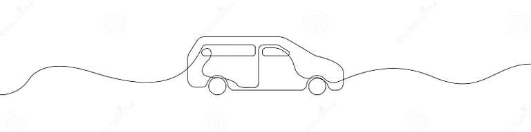 Passenger Van Icon Line Continuous Drawing Vector. One Line Minivan ...