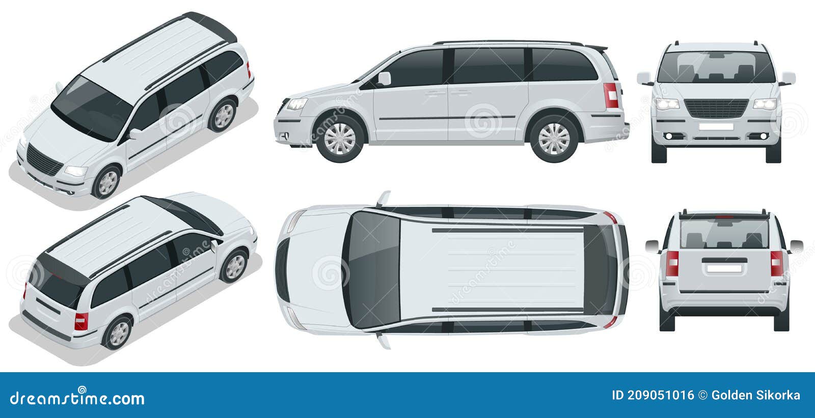 Passenger Van or Minivan Car Vector Template on Background. Compact ...