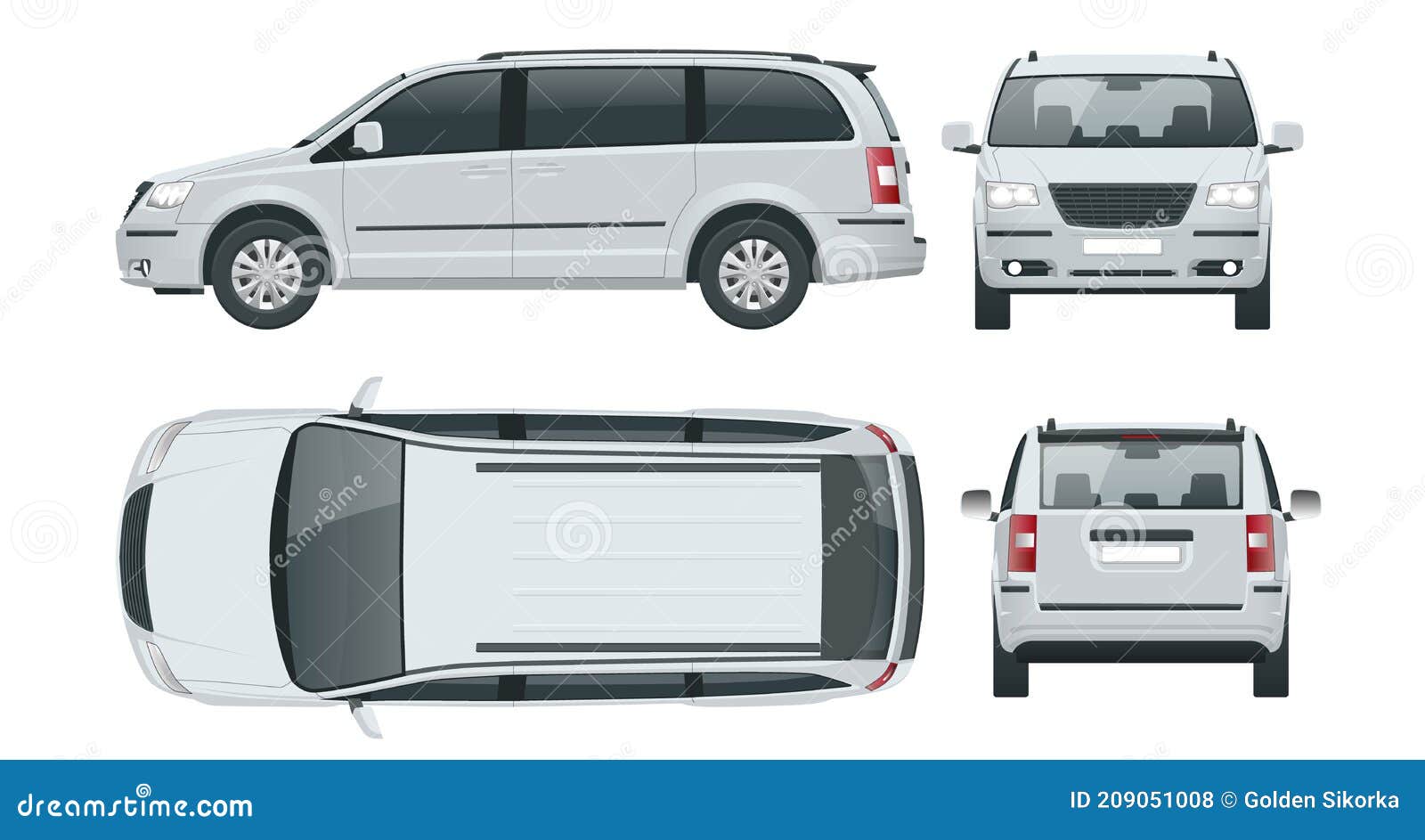 Passenger Van or Minivan Car Vector Template on White Background ...
