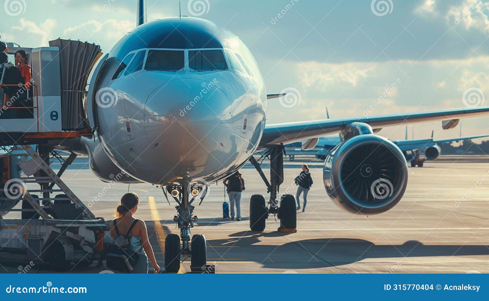 Passengers and Airplanes in Airport, Airplane Transportation Stock ...