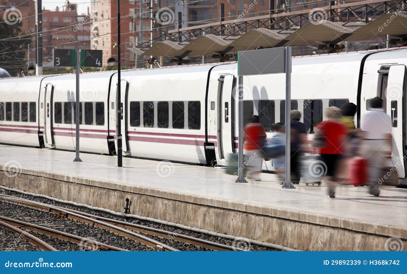Passengers Boarding on a Railway Station Stock Image - Image of baggage ...