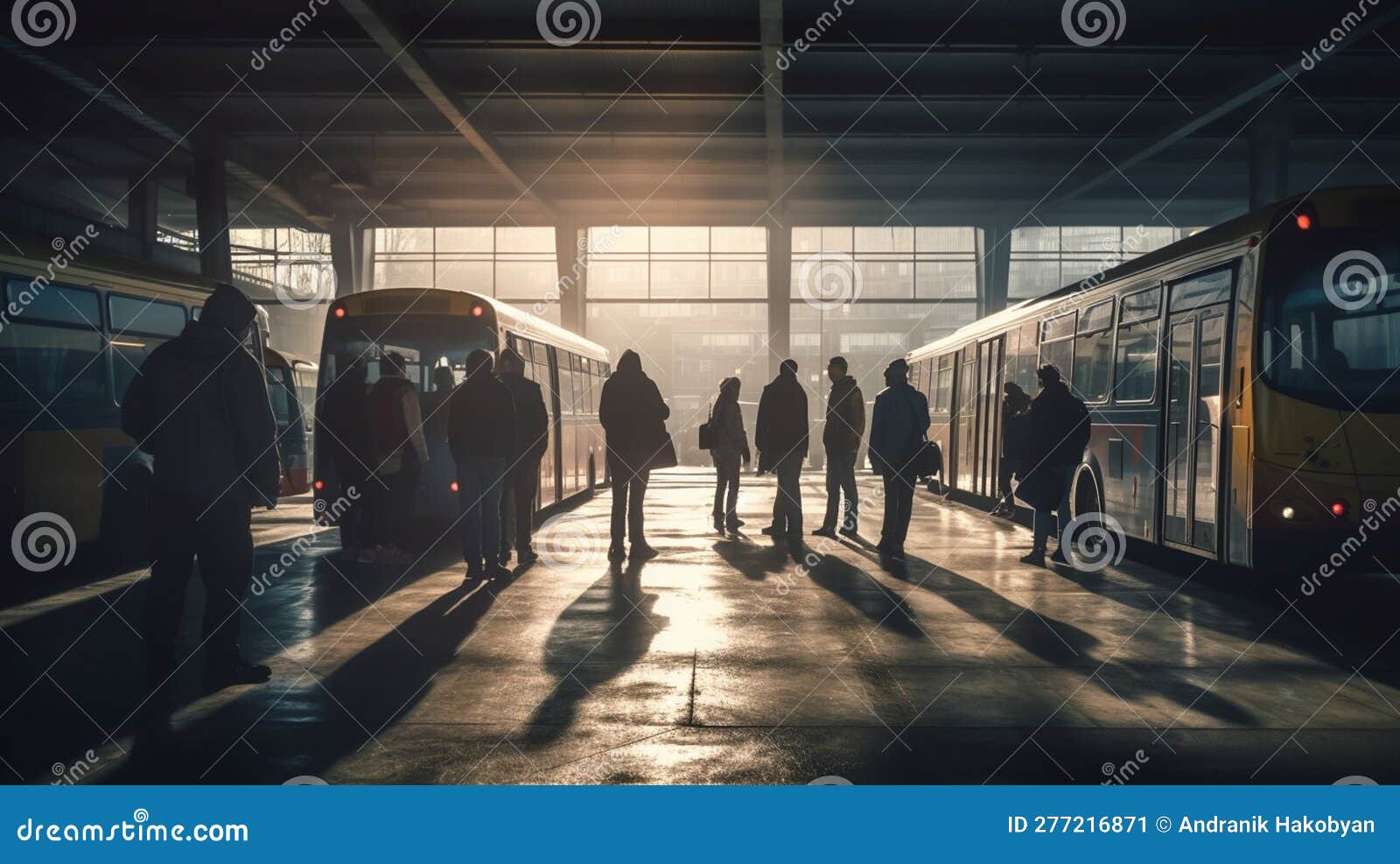 Passengers at the Bus Station. Generative Ai Stock Illustration ...