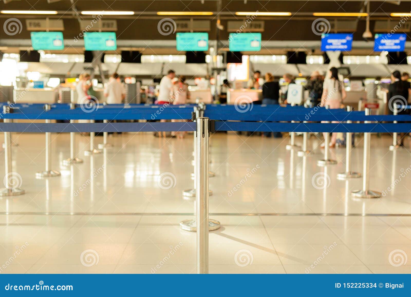 Passengers Check-in Line at the Airport on Vacation. Stock Photo ...