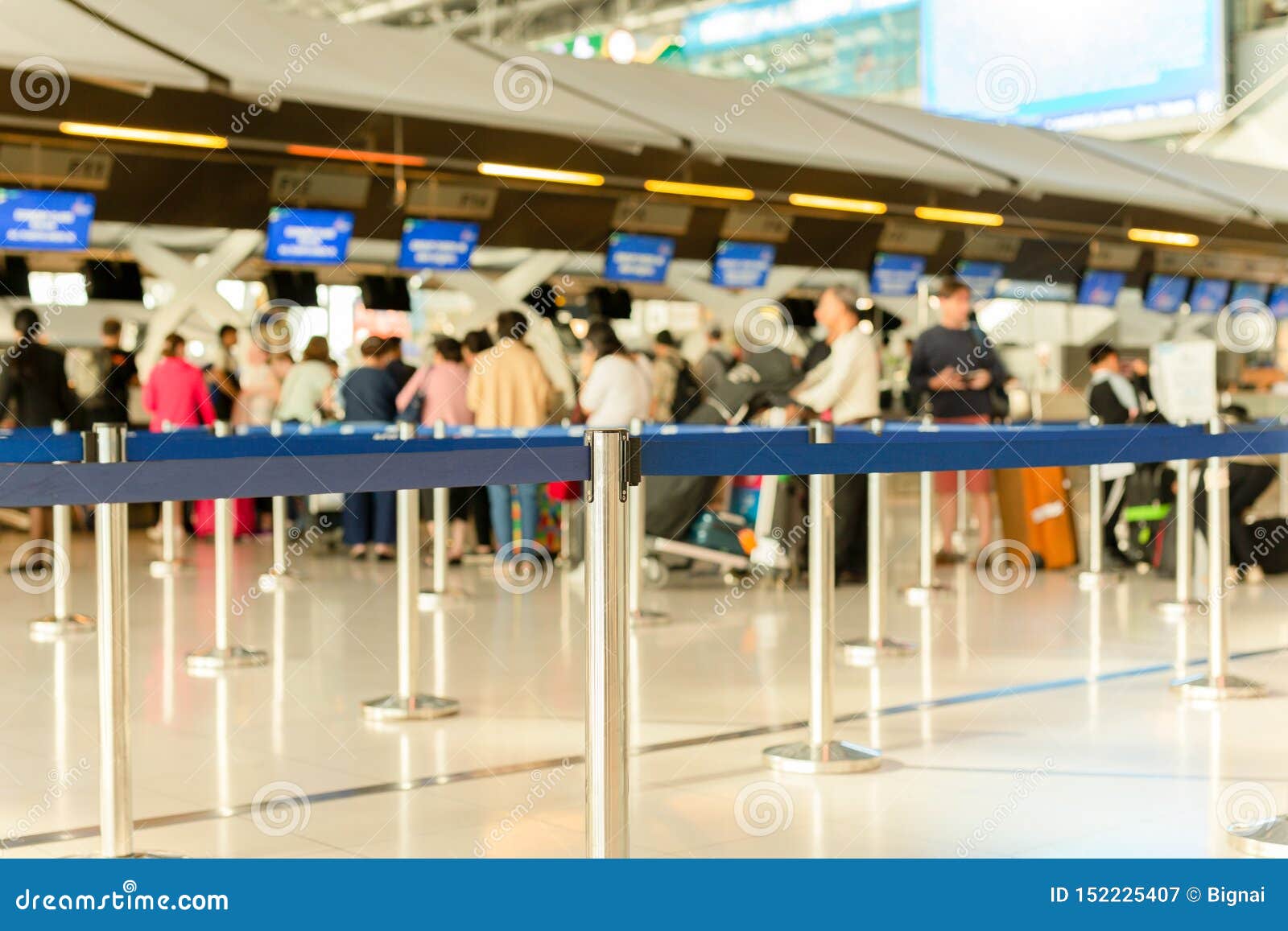 Passengers Check-in Line at the Airport on Vacation. Stock Image ...