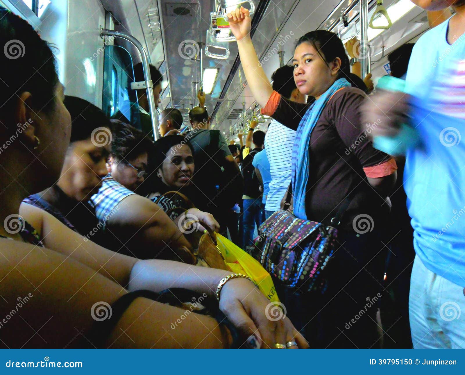 Passengers or Commuters Inside a Train in Manila, Philippines in Asia ...