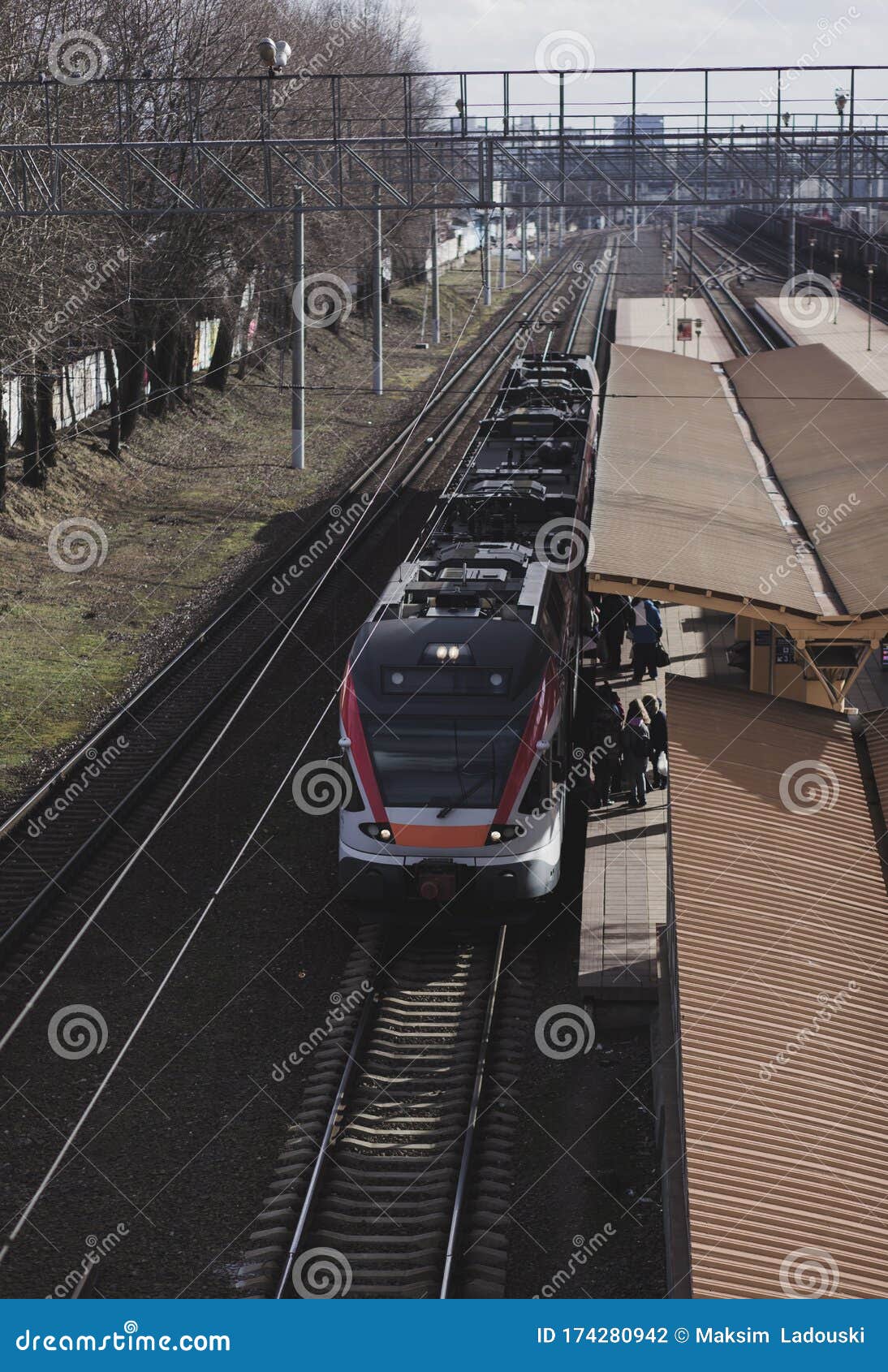 Passengers Enter in Modern Train Stock Photo - Image of station, modern ...