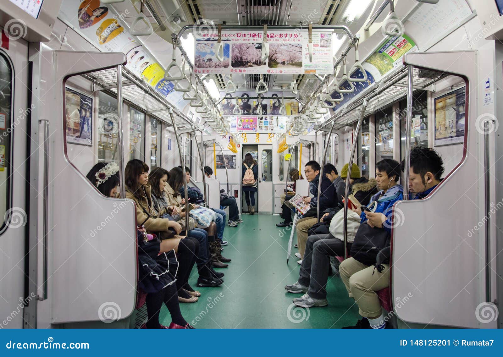 Passengers Inside JR Subway Line Editorial Photo - Image of lightings ...