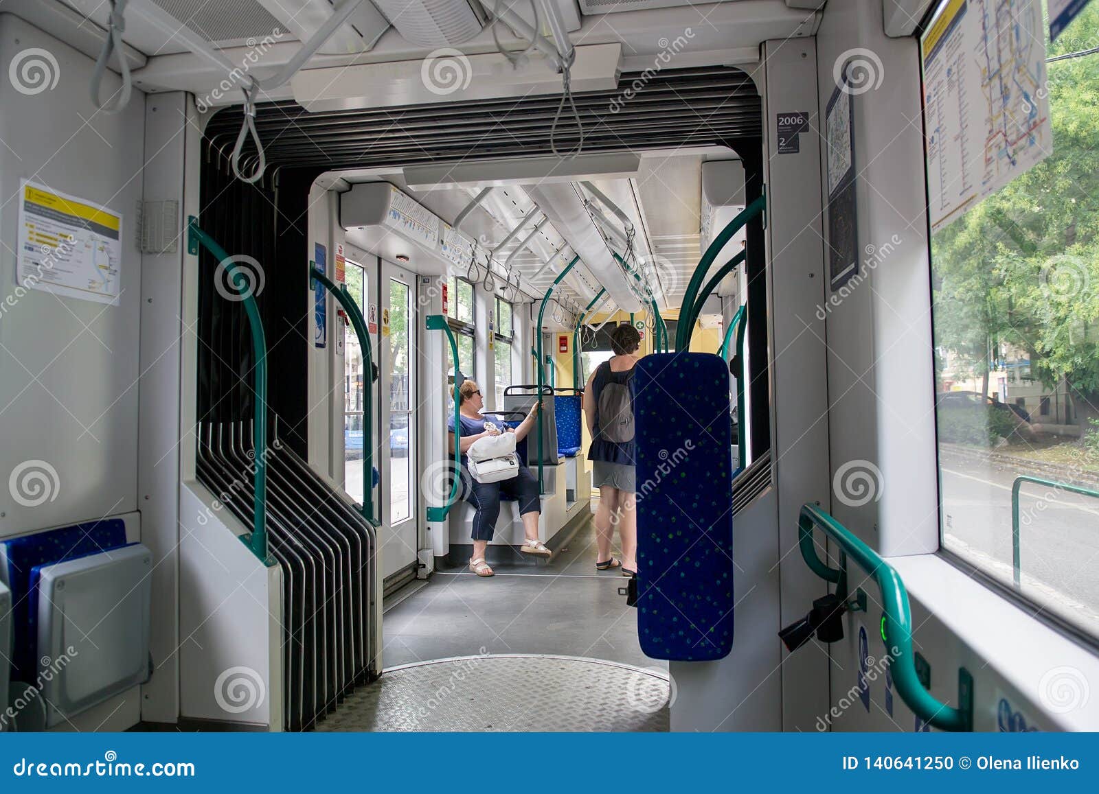 Passengers inside tram editorial image. Image of interior - 140641250