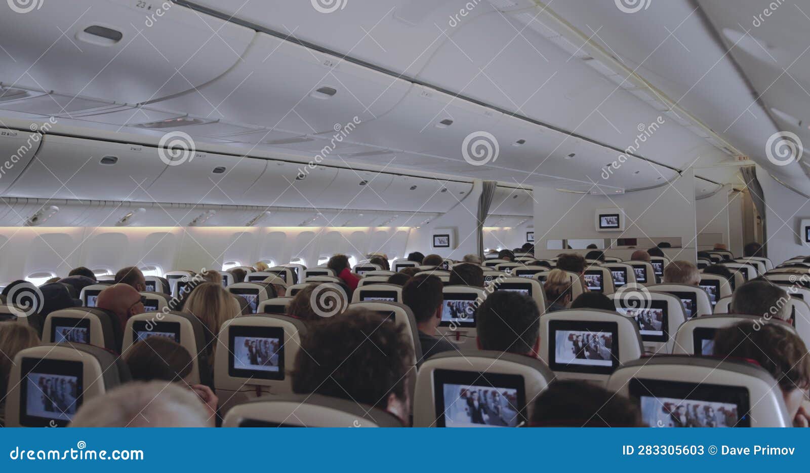 Passengers on the Plane Look at the Safety Instructions Stock Video ...