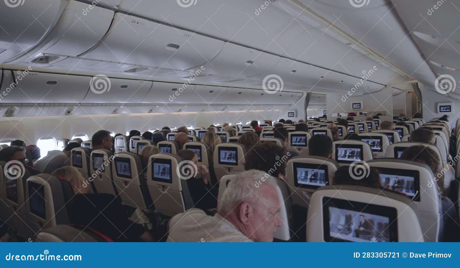 Passengers on the Plane Look at the Safety Instructions Stock Video ...