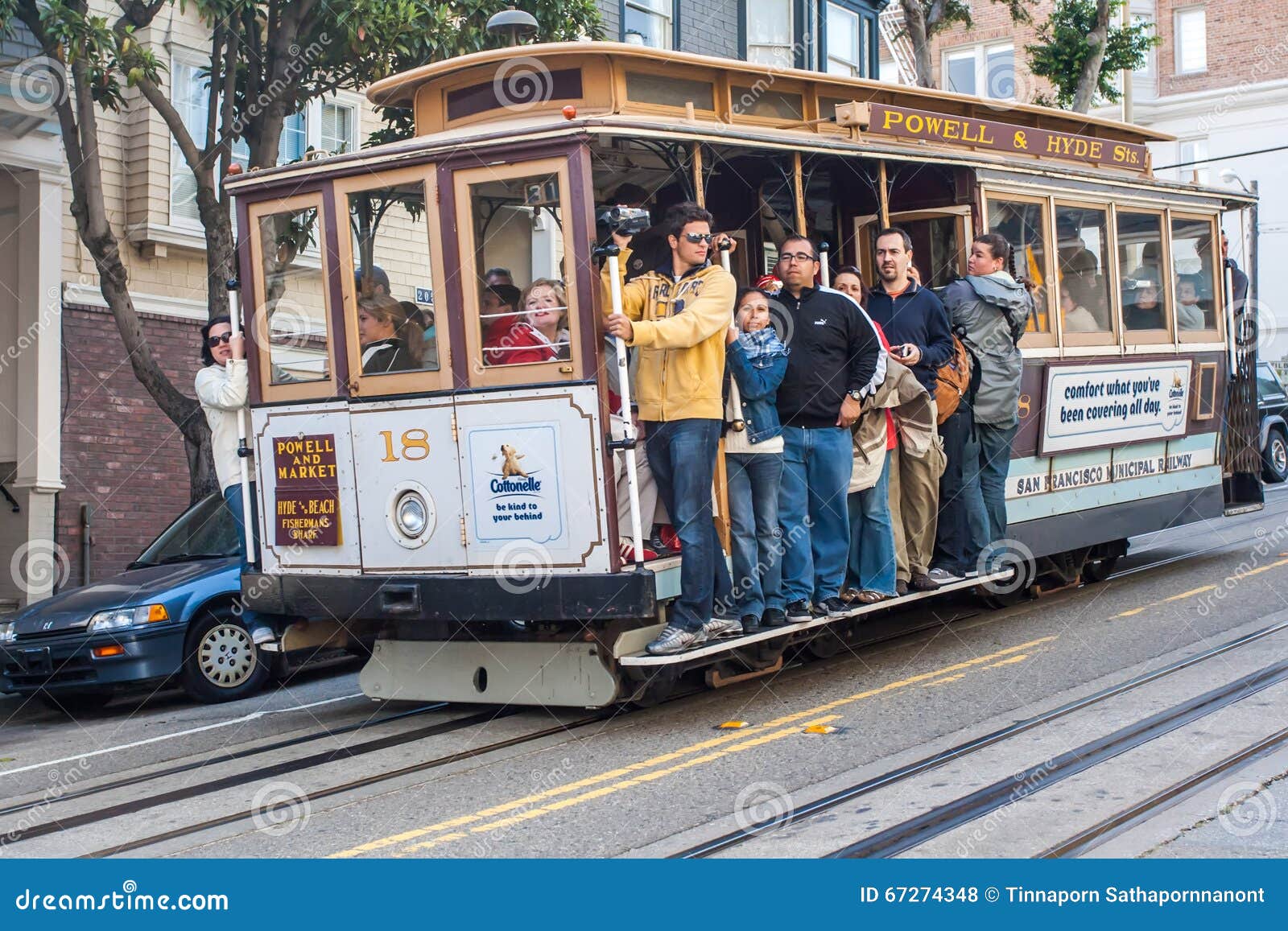 Passengers Ride in a Cable Car in San Francisco. Editorial Stock Photo ...