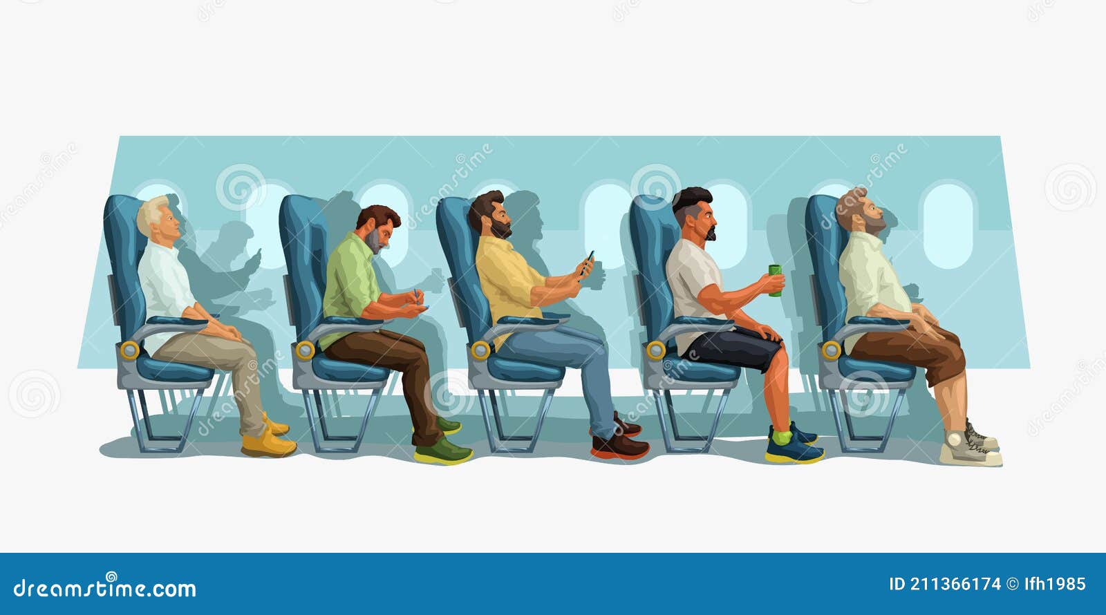 Passengers Sitting on Their Seats Side View Stock Vector - Illustration ...