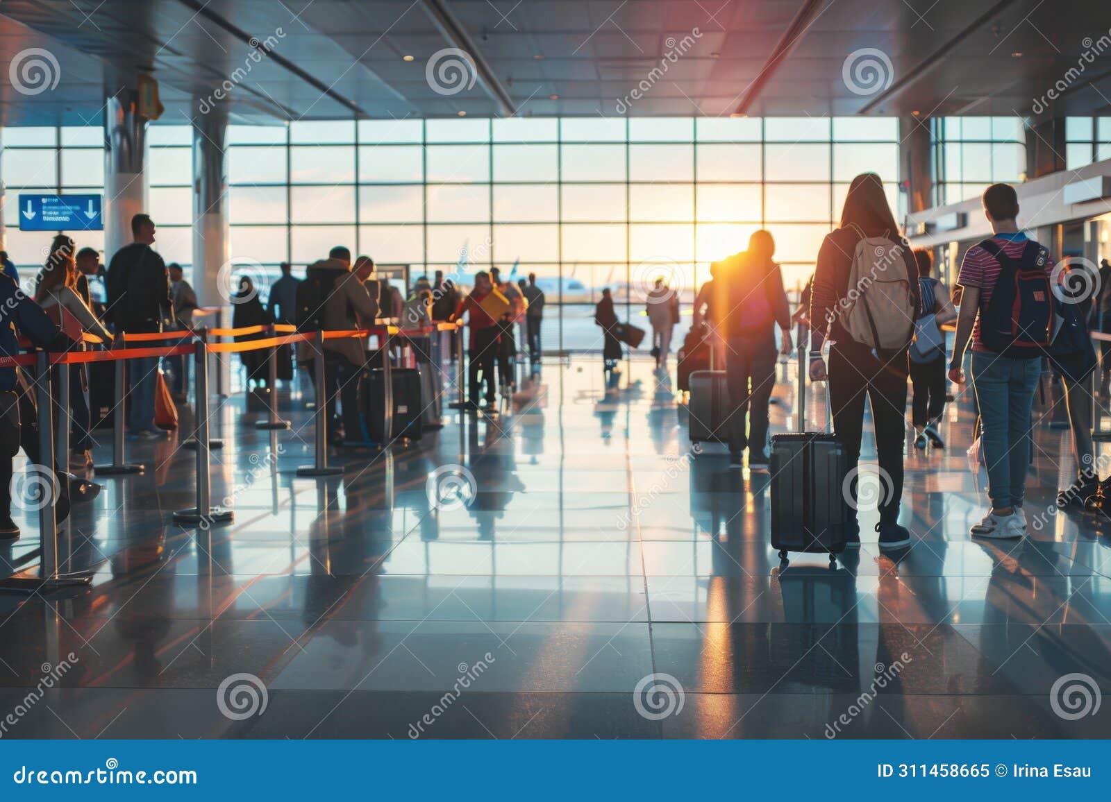Passengers Standing at Airport Boarding Gate Stock Image - Image of ...