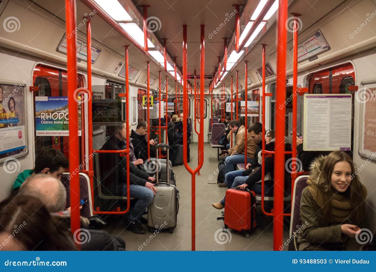 Passengers in Subway Train Interior Editorial Stock Photo - Image of ...