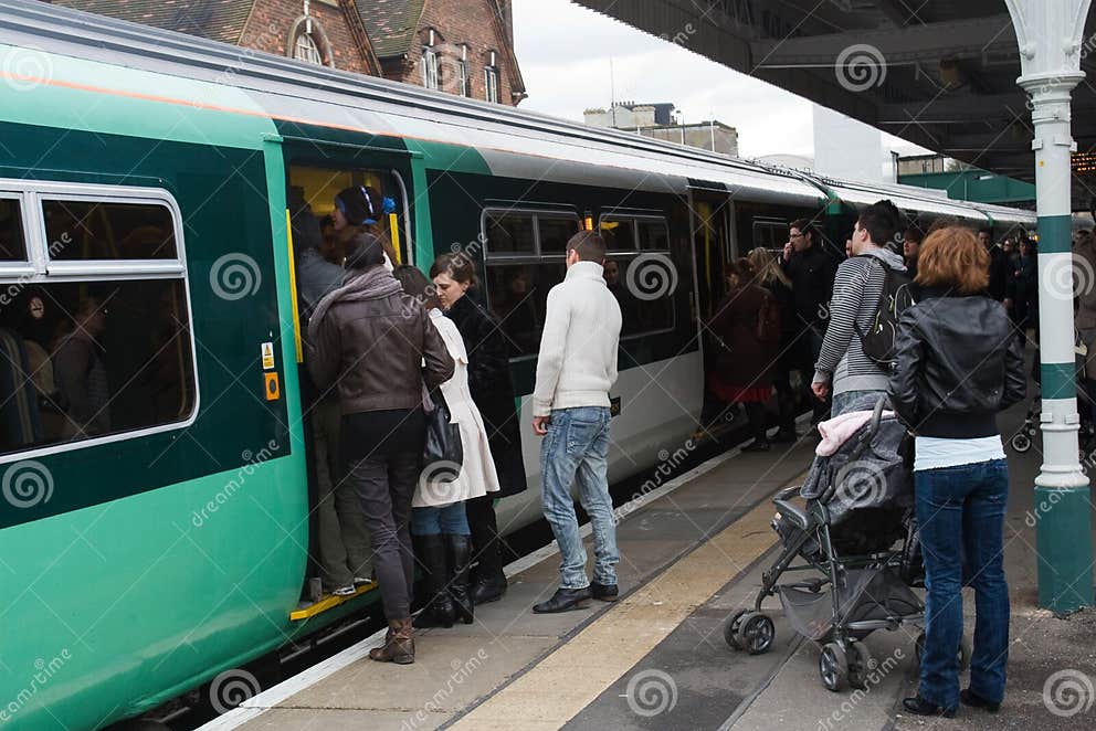 Passengers Trying To Get on a Train Editorial Stock Image - Image of ...