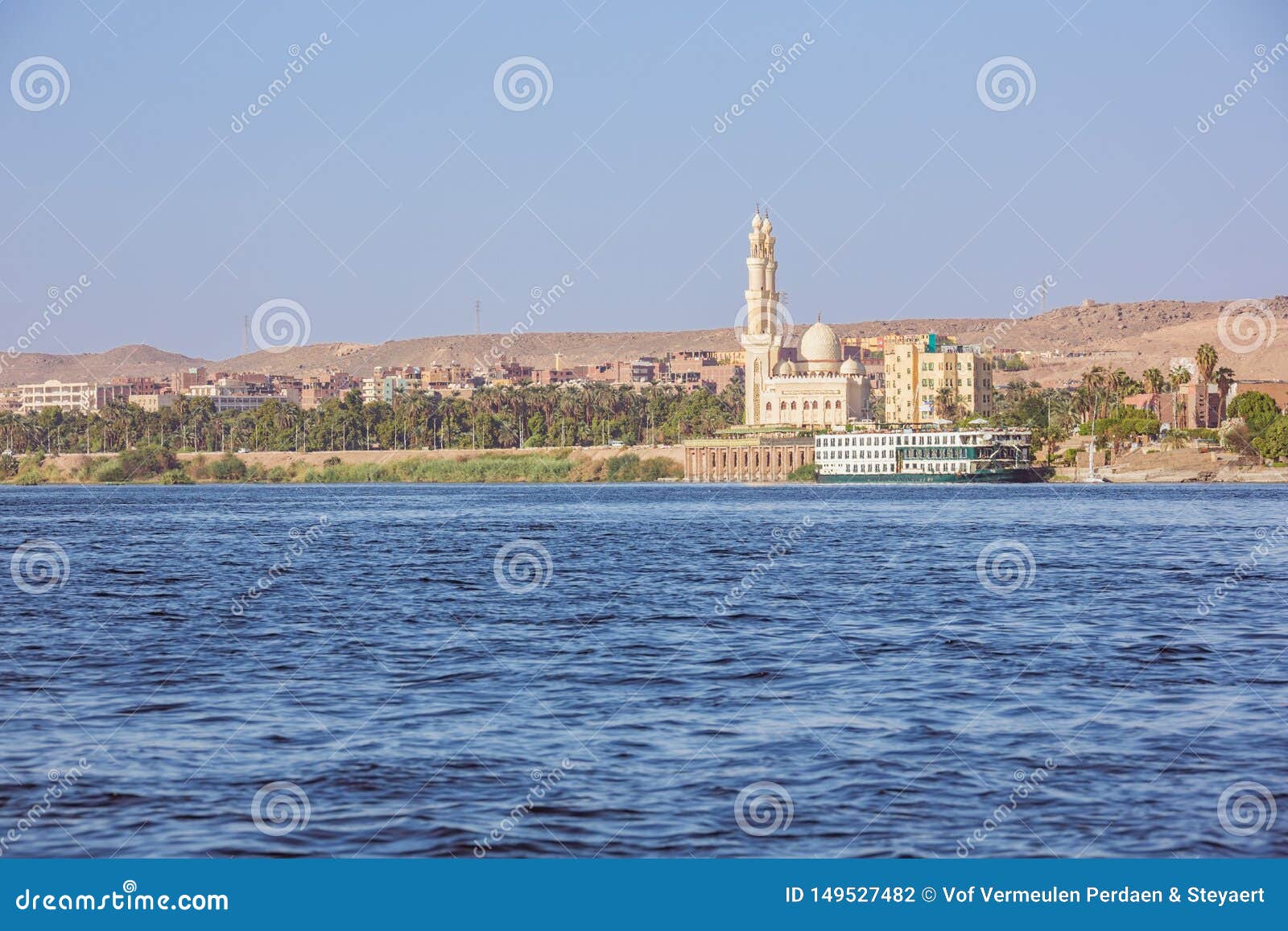 Passing Aswan by boat stock photo. Image of landscape - 149527482