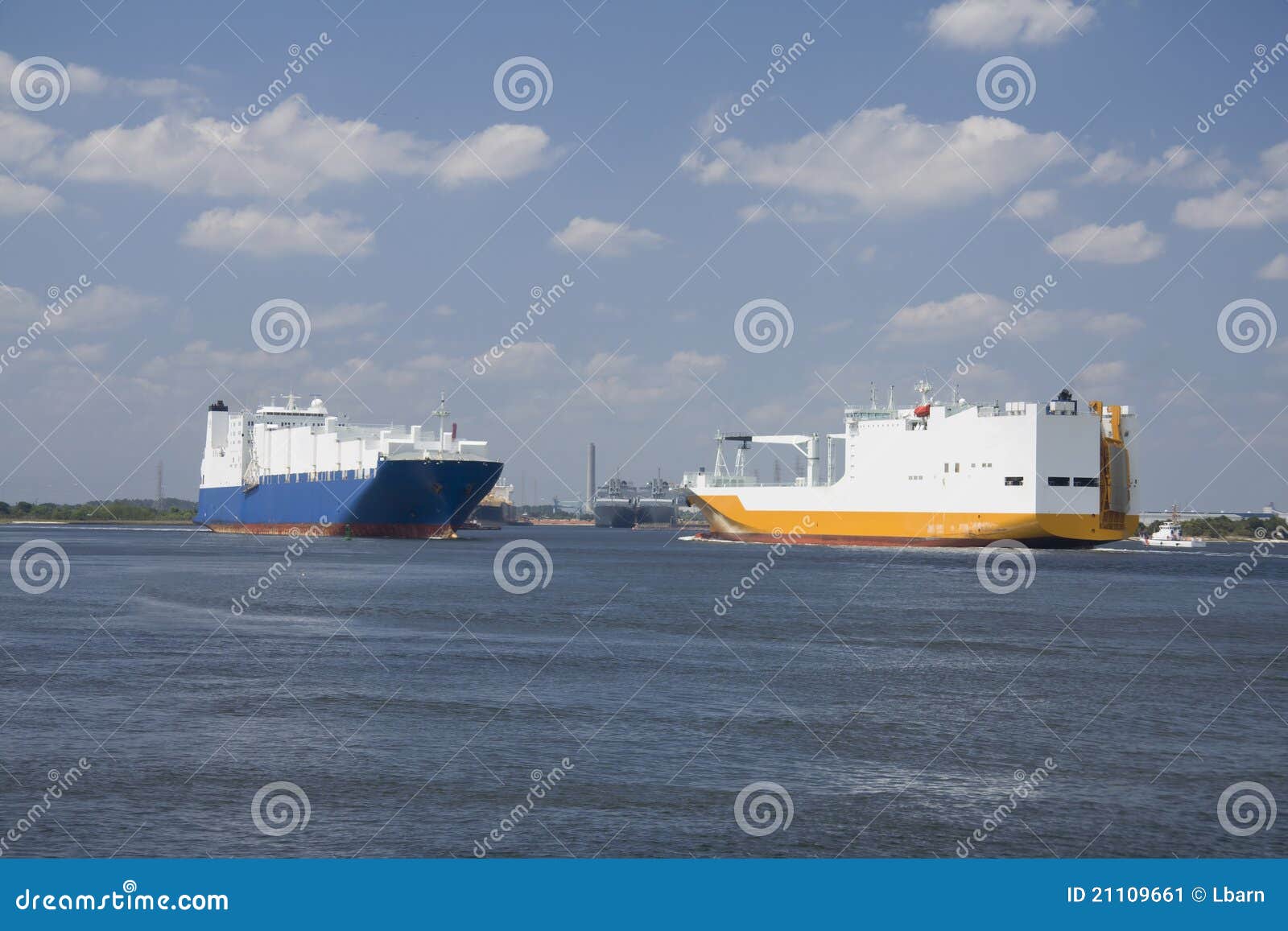 Passing container ships stock image. Image of nautical - 21109661