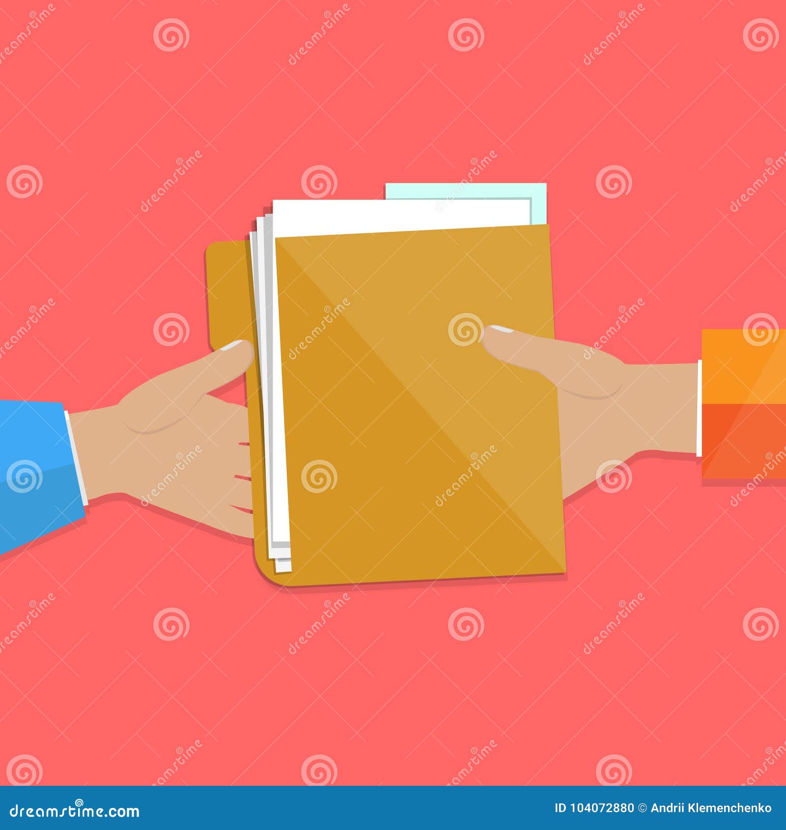 Passing a Folder with Documents To Each Other. Vector Illustration ...