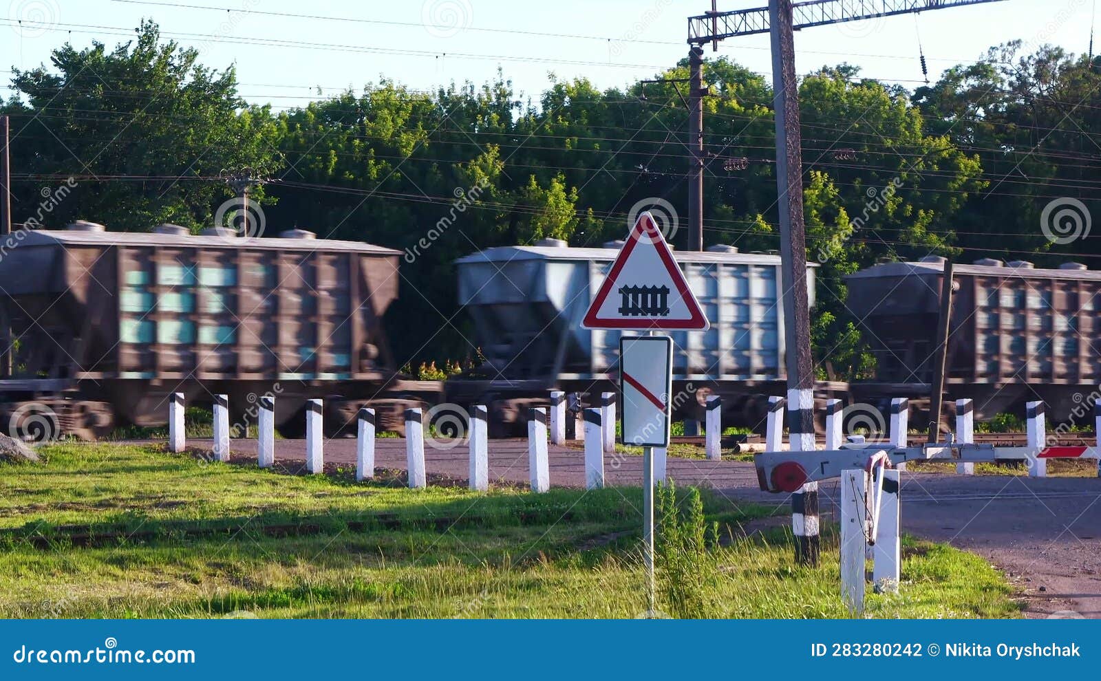 Passing Freight Train. Railroad Intersection. Stock Footage - Video of ...