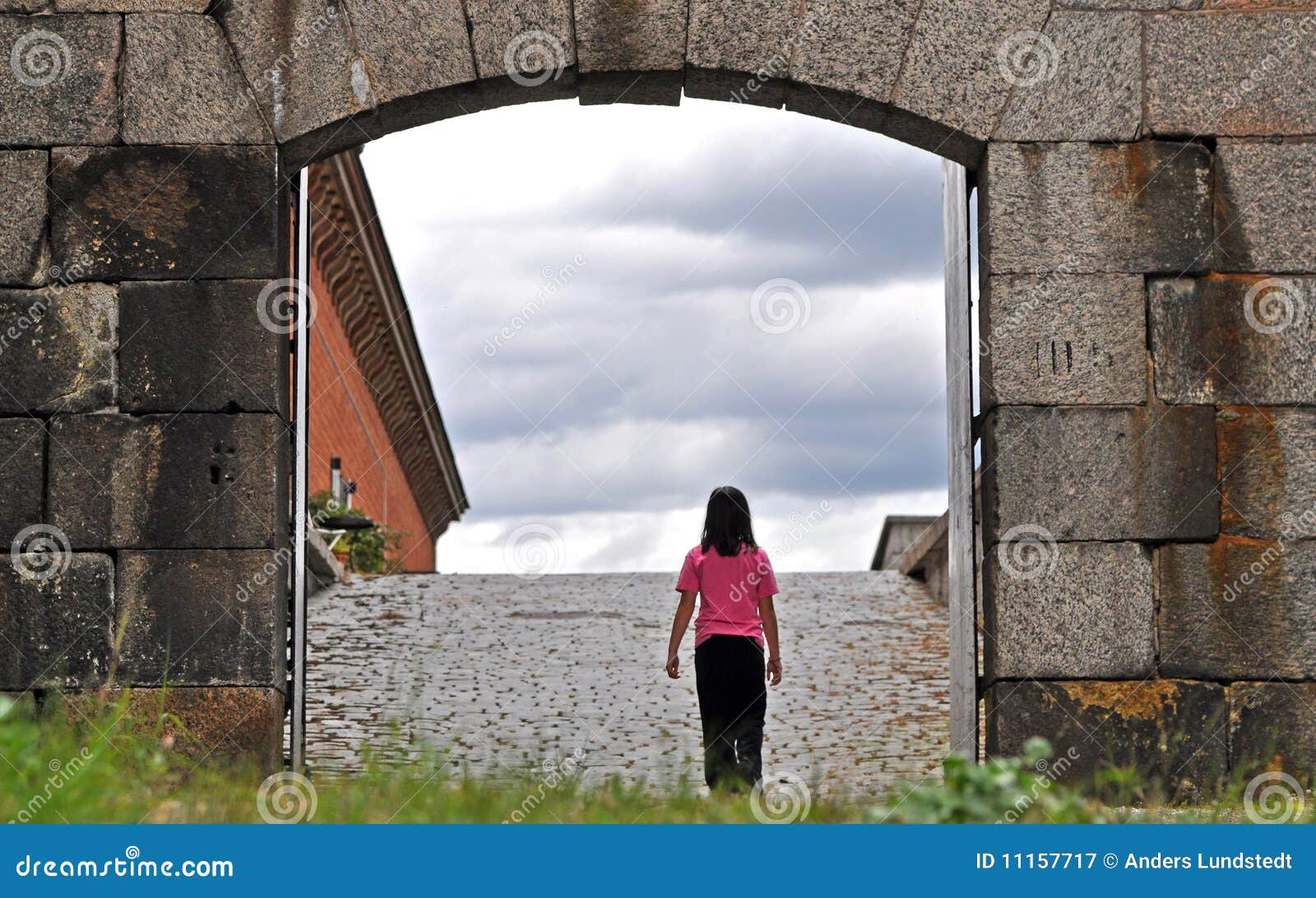Passing the gate stock image. Image of exit, back, stone - 11157717