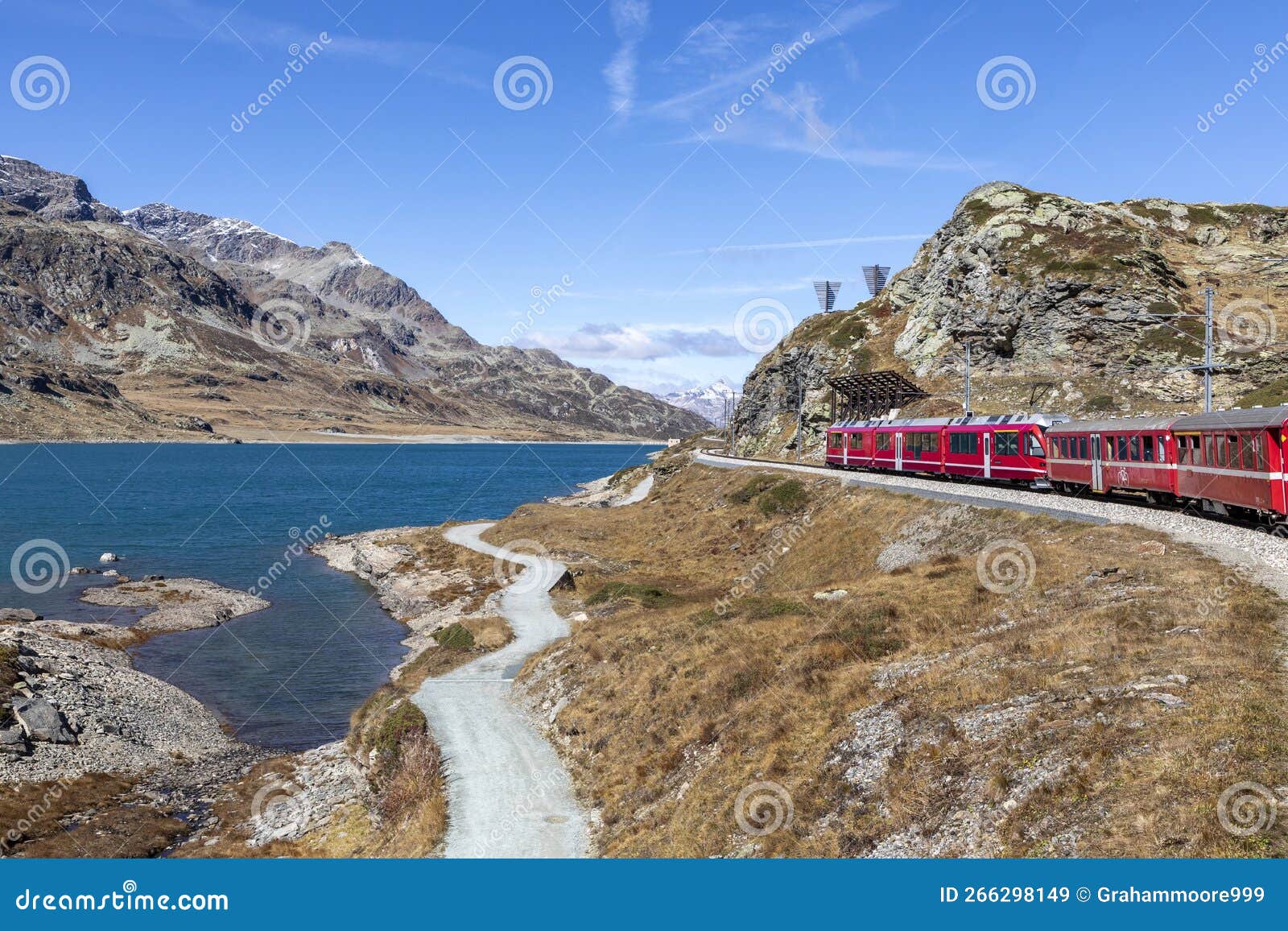 Passing Lago Bianco on the Bernina Railway Stock Image - Image of ...