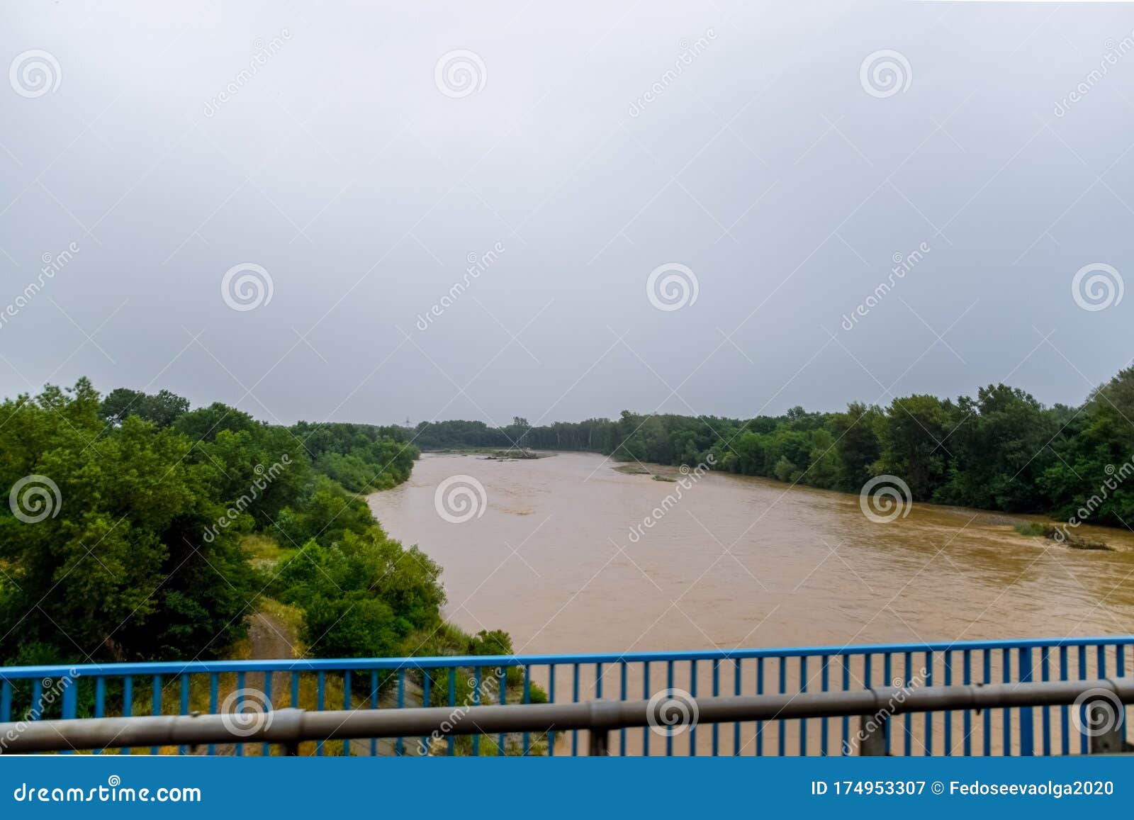 Passing Over the Bridge Over River. the Landscape of the River, the ...