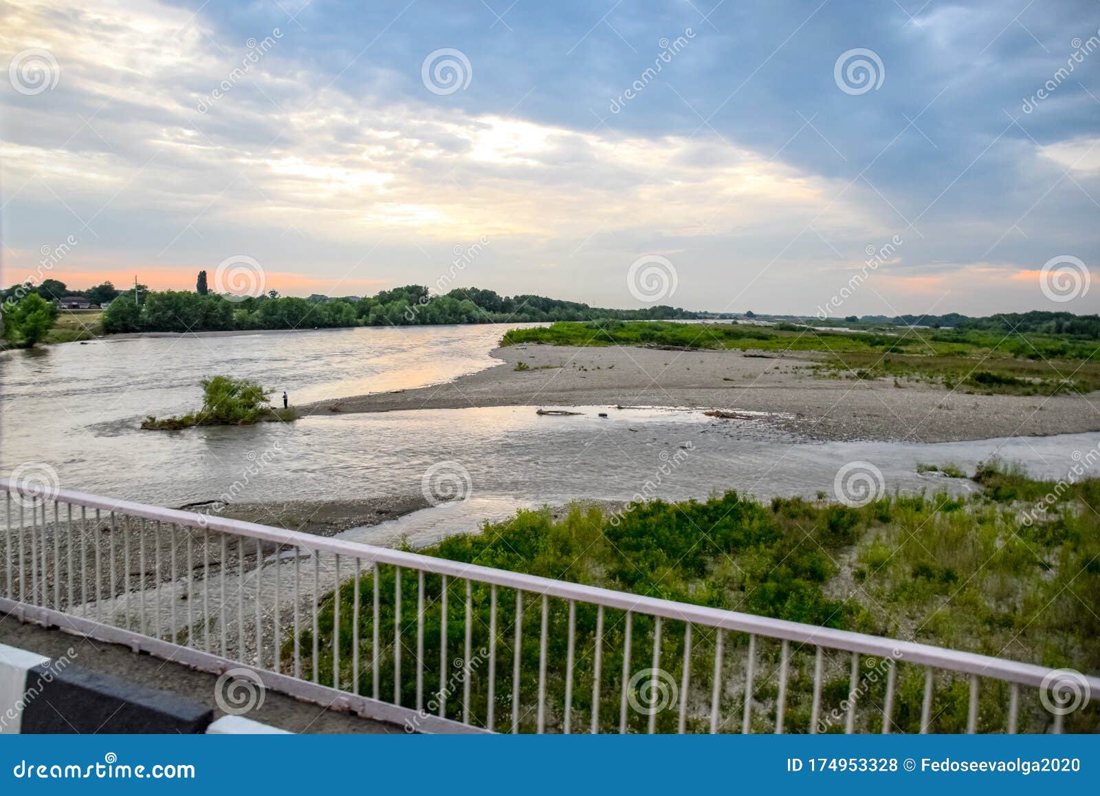 Passing Over the Bridge Over River. the Landscape of the River, the ...