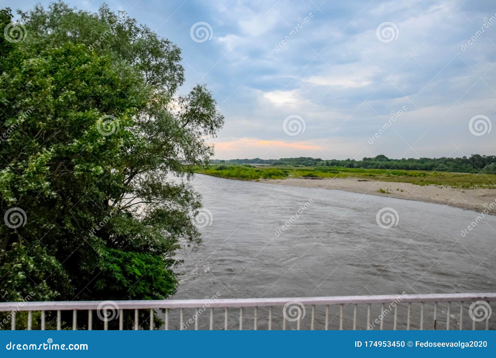 Passing Over the Bridge Over River. the Landscape of the River, the ...
