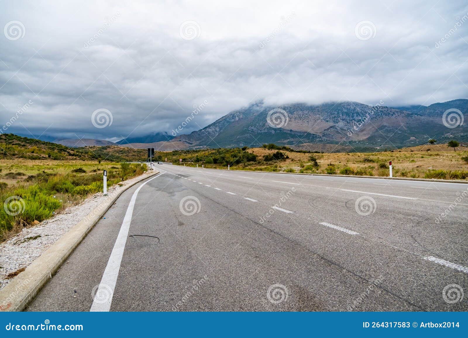 Passing Road with Markings in Albania on a Summer Day Stock Image ...