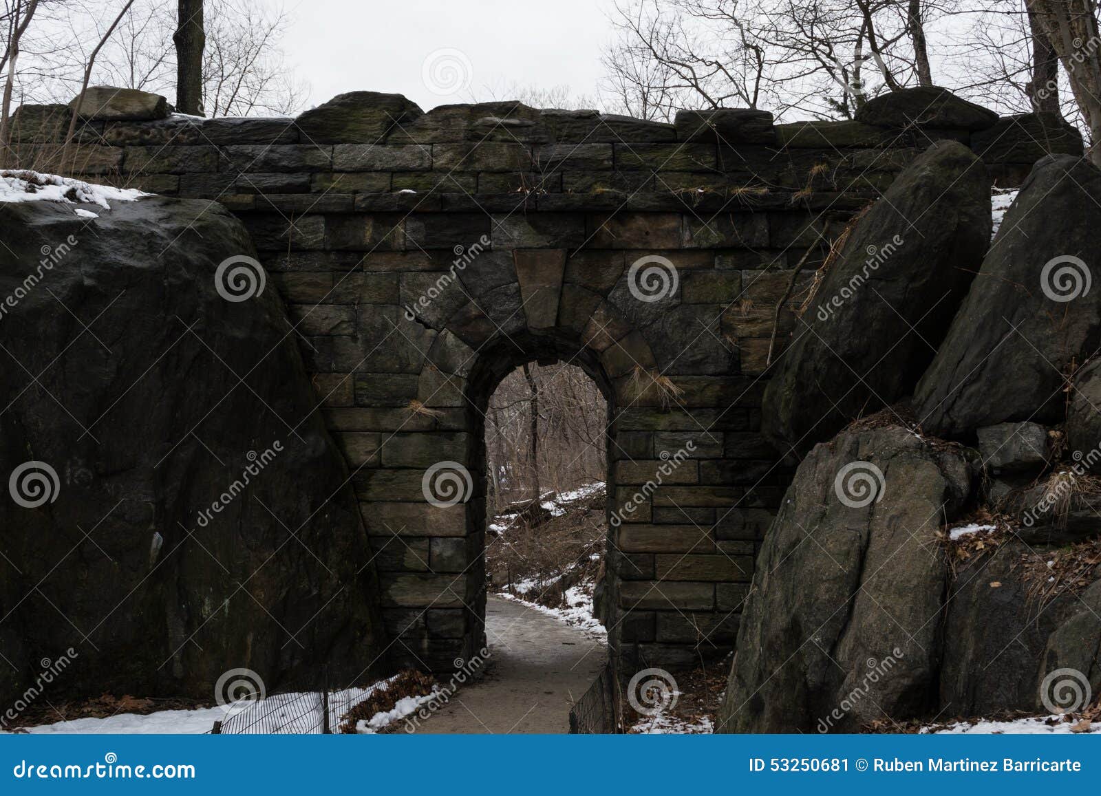 Passing Thorugh Ramble Stone Arch Stock Image - Image of clouds, city ...