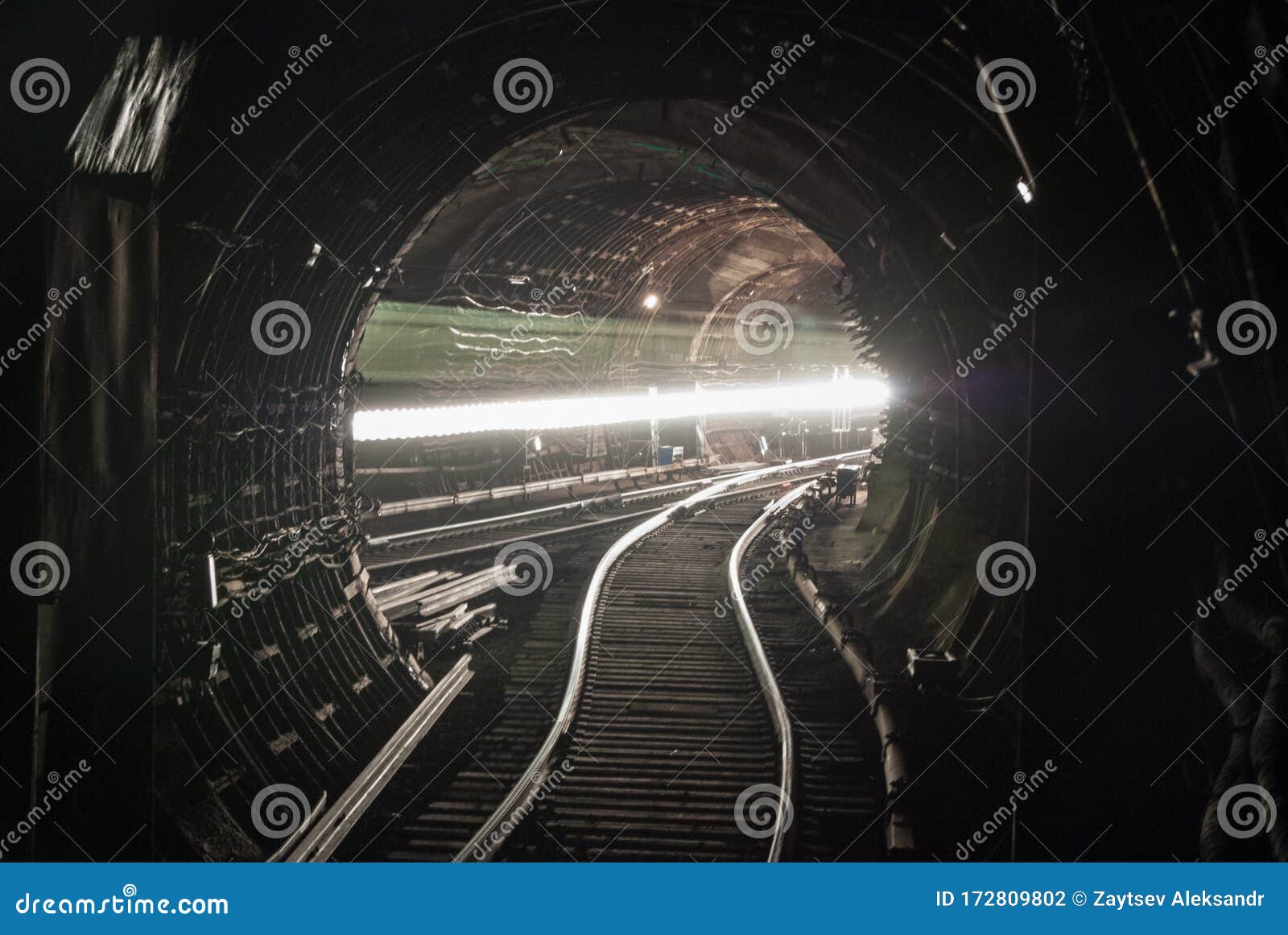 A Passing Train the Lights of the Metro Tunnel. Stock Photo - Image of ...
