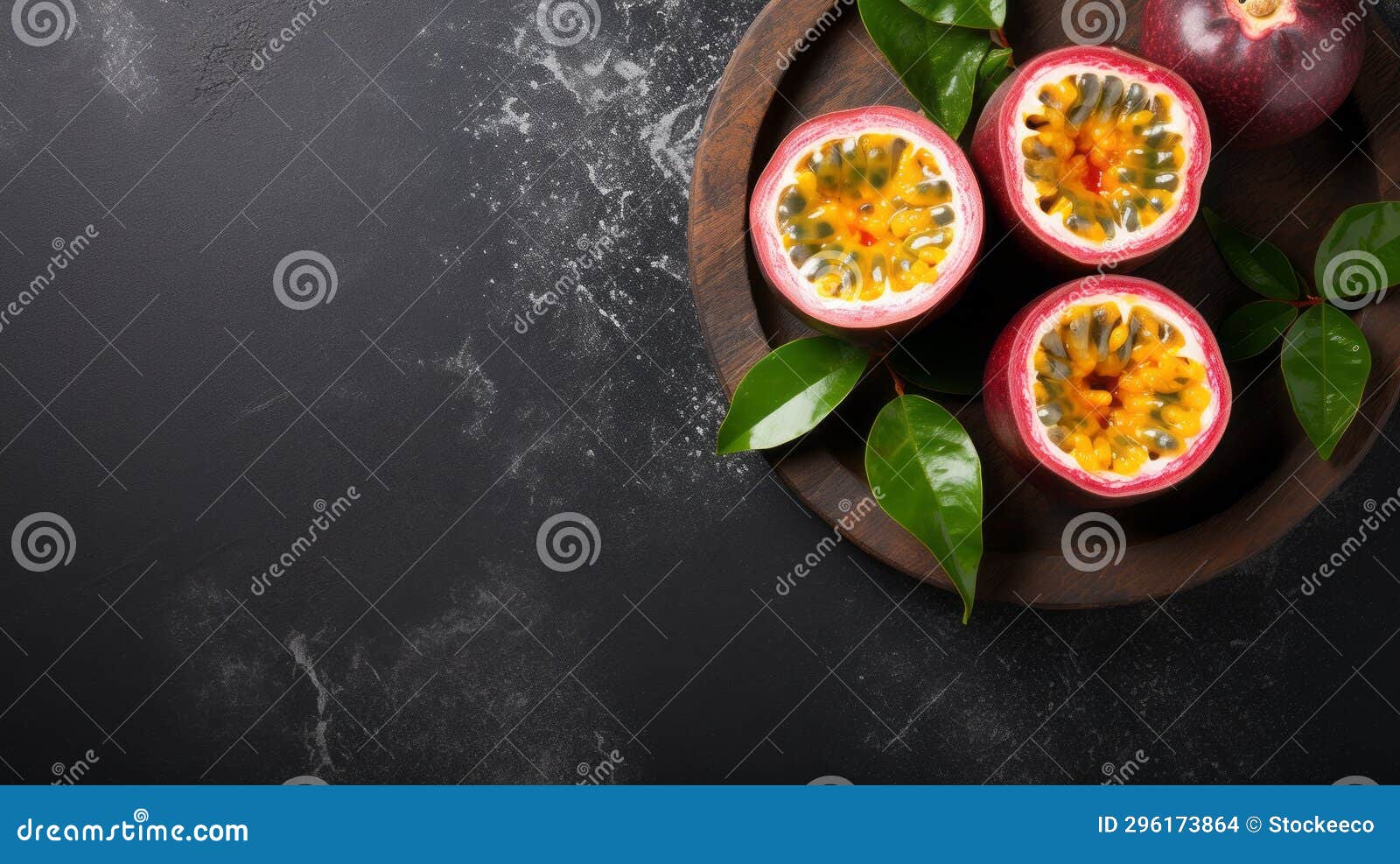 Passion Fruit on Dark Background: Rustic Texture and Explosive Pigmentation Stock Illustration ...